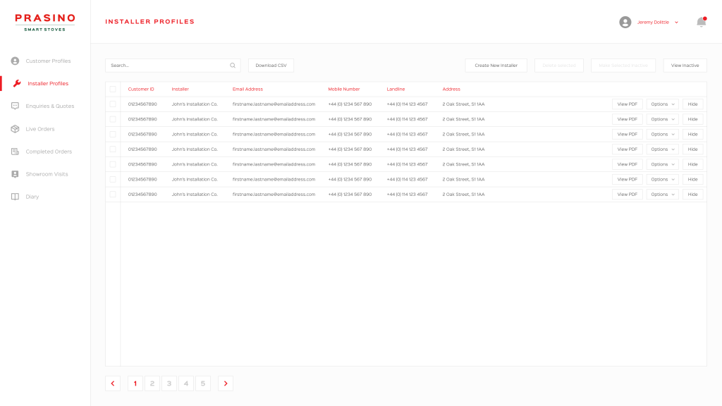Prasino Dealer & Installer Portal - Ayup Creative